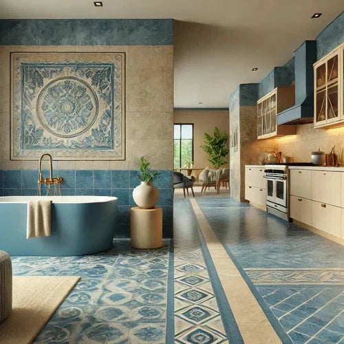 Natural Stone and Blue Floor Tiles Home Guide– SurfacesGalore