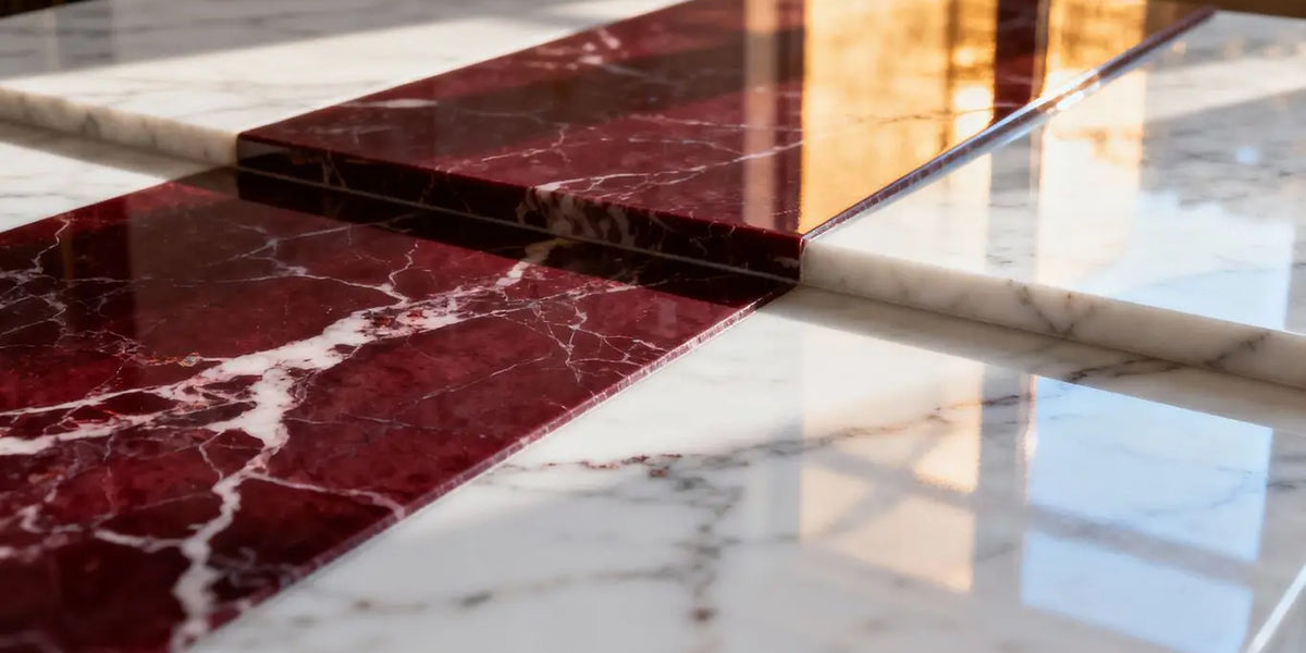 Marble Trends 2026 Burgundy and Classic Carrara– SurfacesGalore