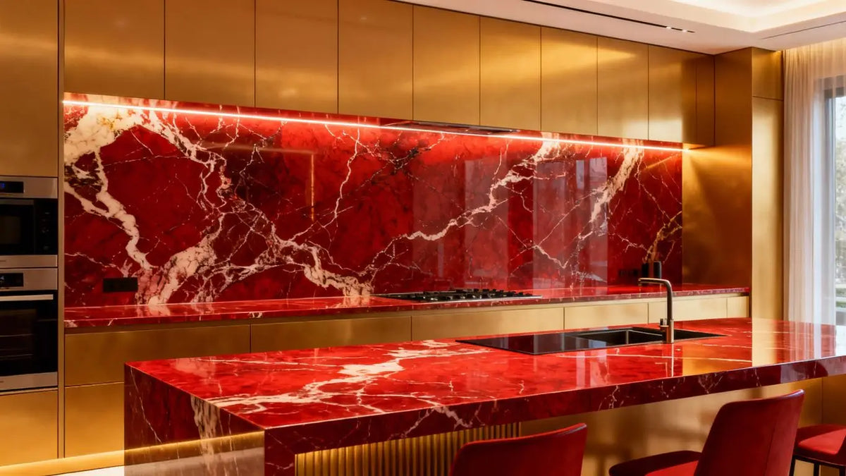 Red Marble The Bold Trend in Interior Design– SurfacesGalore
