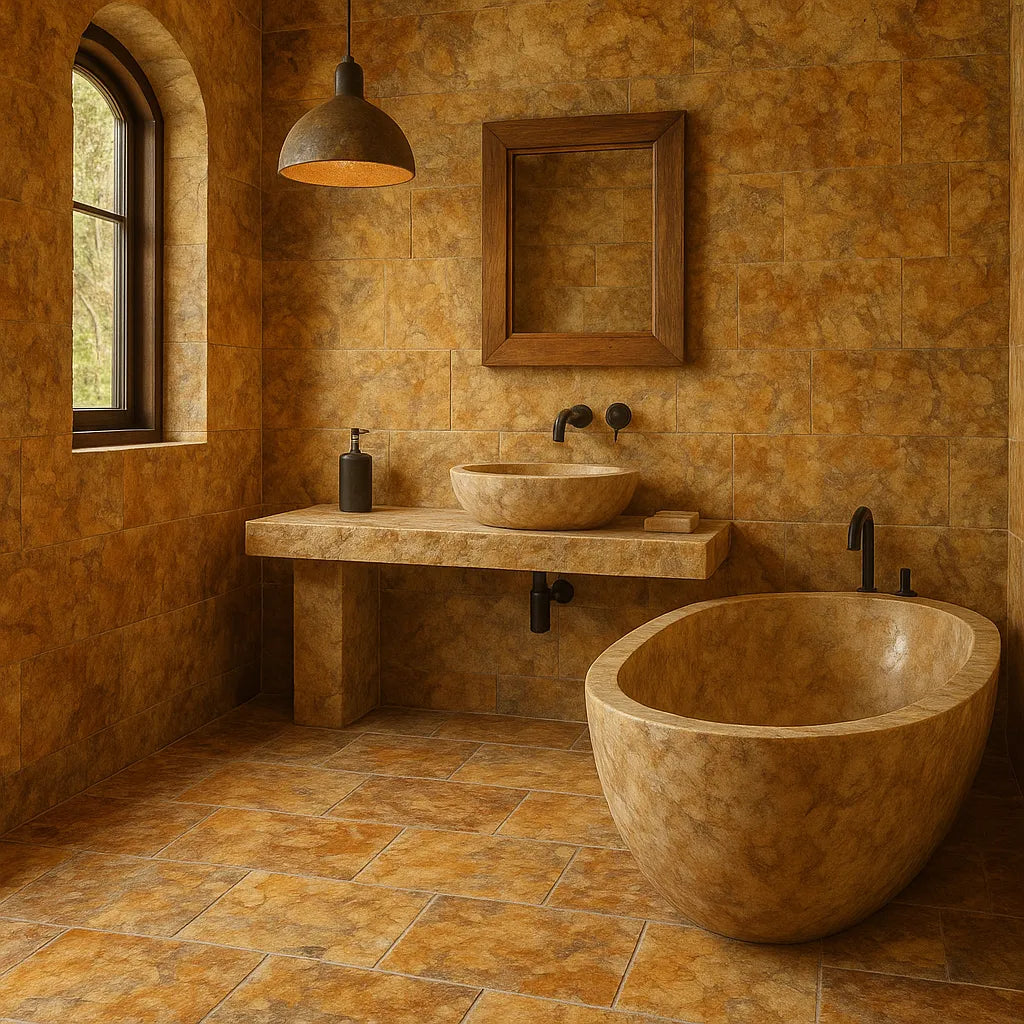 Scabos Travertine: 2025 Earthy Flooring, Textured Wall & Natural Bathroom Trends | Surfaces ...