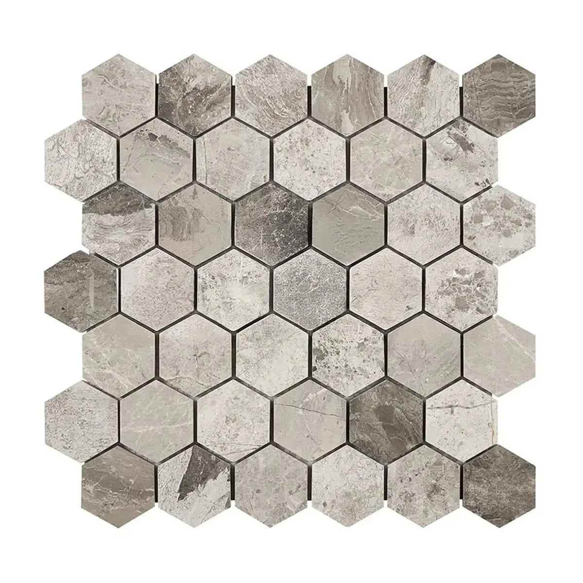 Atlantic Gray Marble 2" Hexagon Mosaic Tile