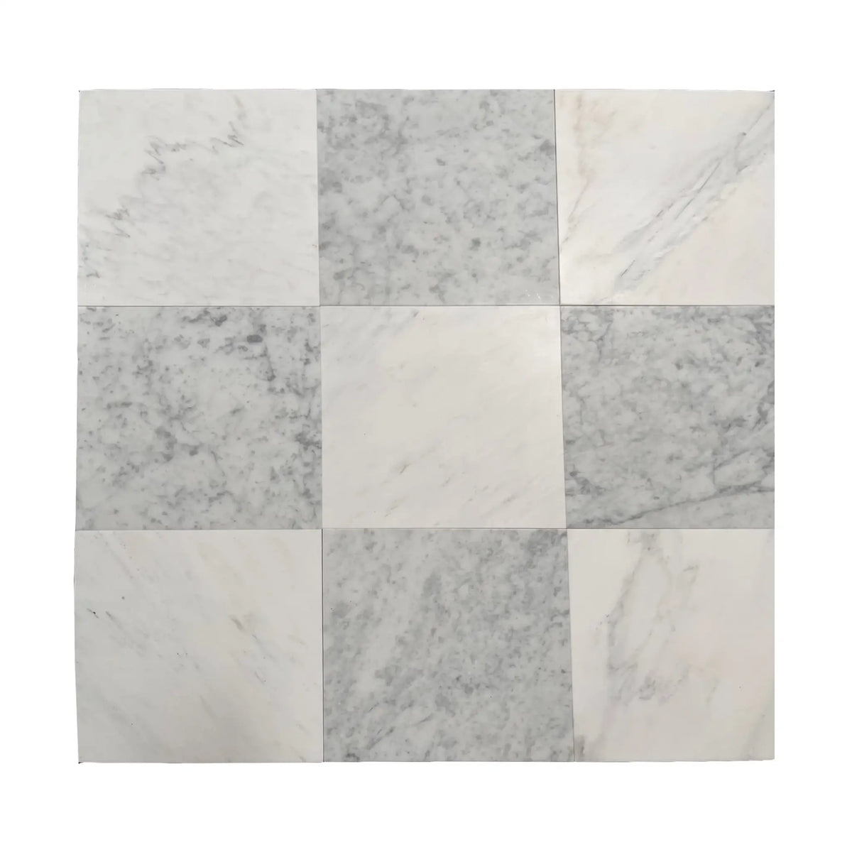 Checkerboard Carrara & Oriental Marble Tile Set 12X12