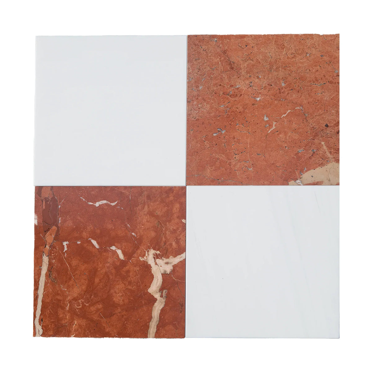 Checkerboard Rojo Alicante & Bianco Dolomite Tiles
