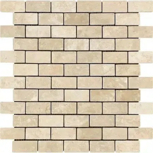 Durango Paredon Mexican Travertine Brick Mosaic– SurfacesGalore