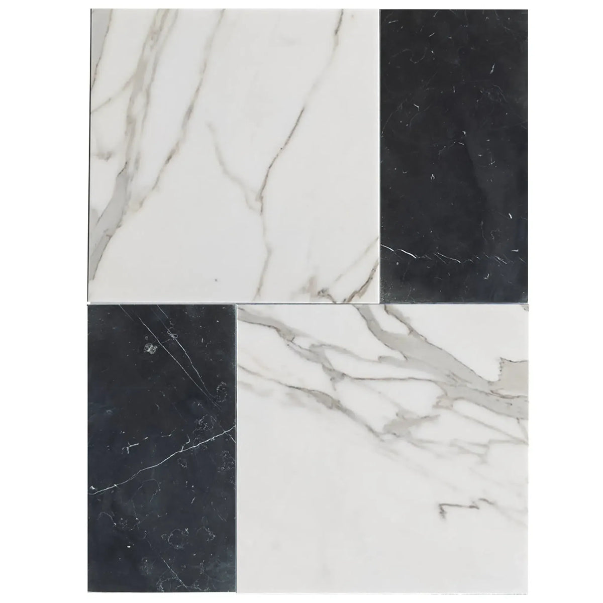 Calacatta Gold 12x12 & Nero Marquina 6x12 Set | Surfaces G...