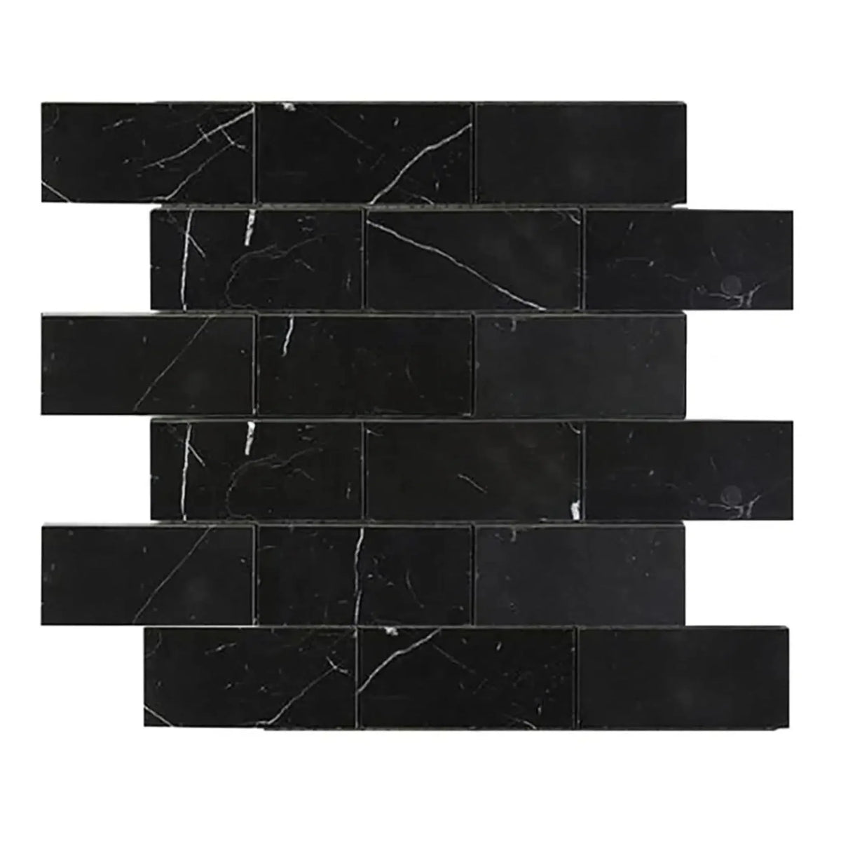 Nero Marquina Black Marble Brick Mosaic Tile