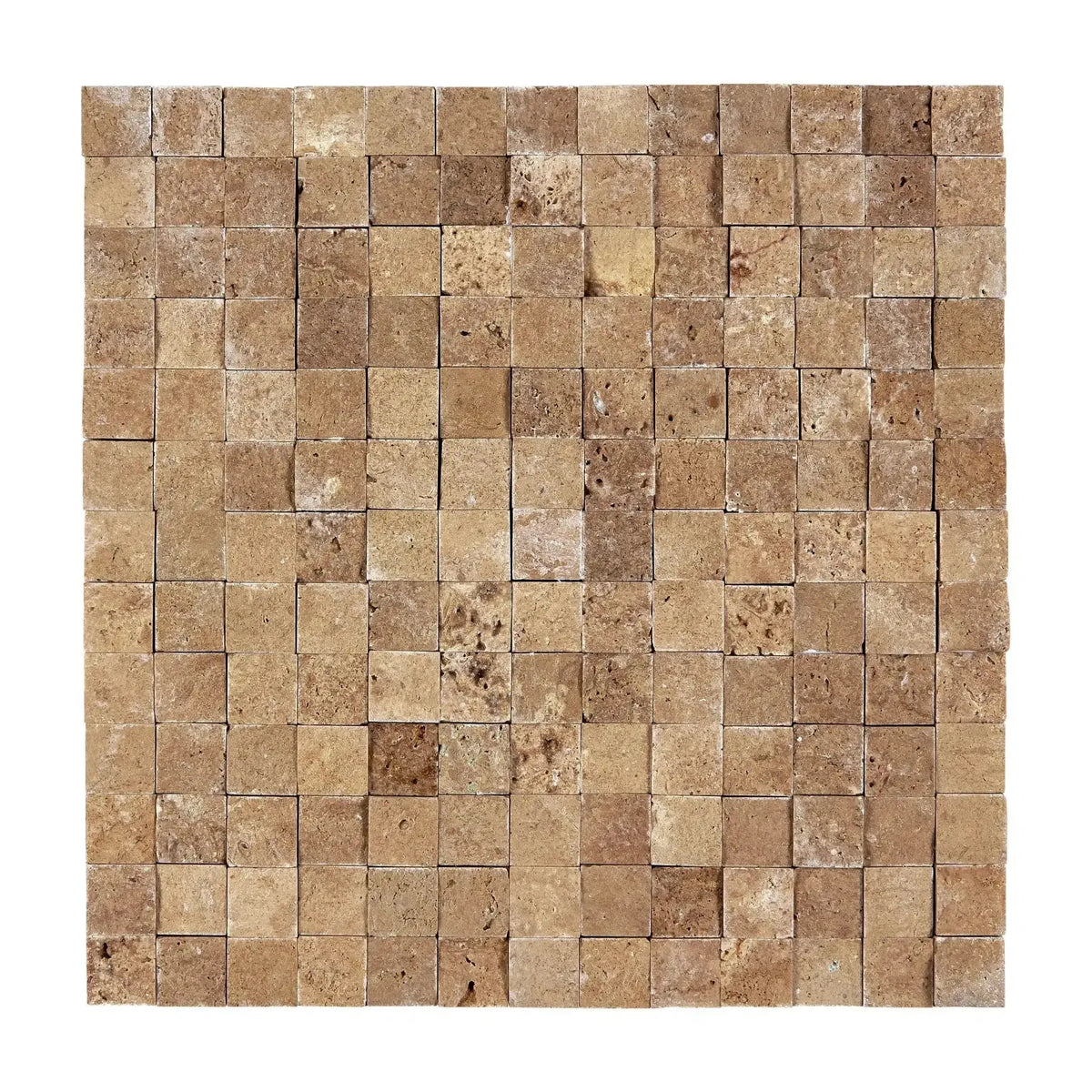 Noce Brown Travertine Mosaic Tile Split Faced