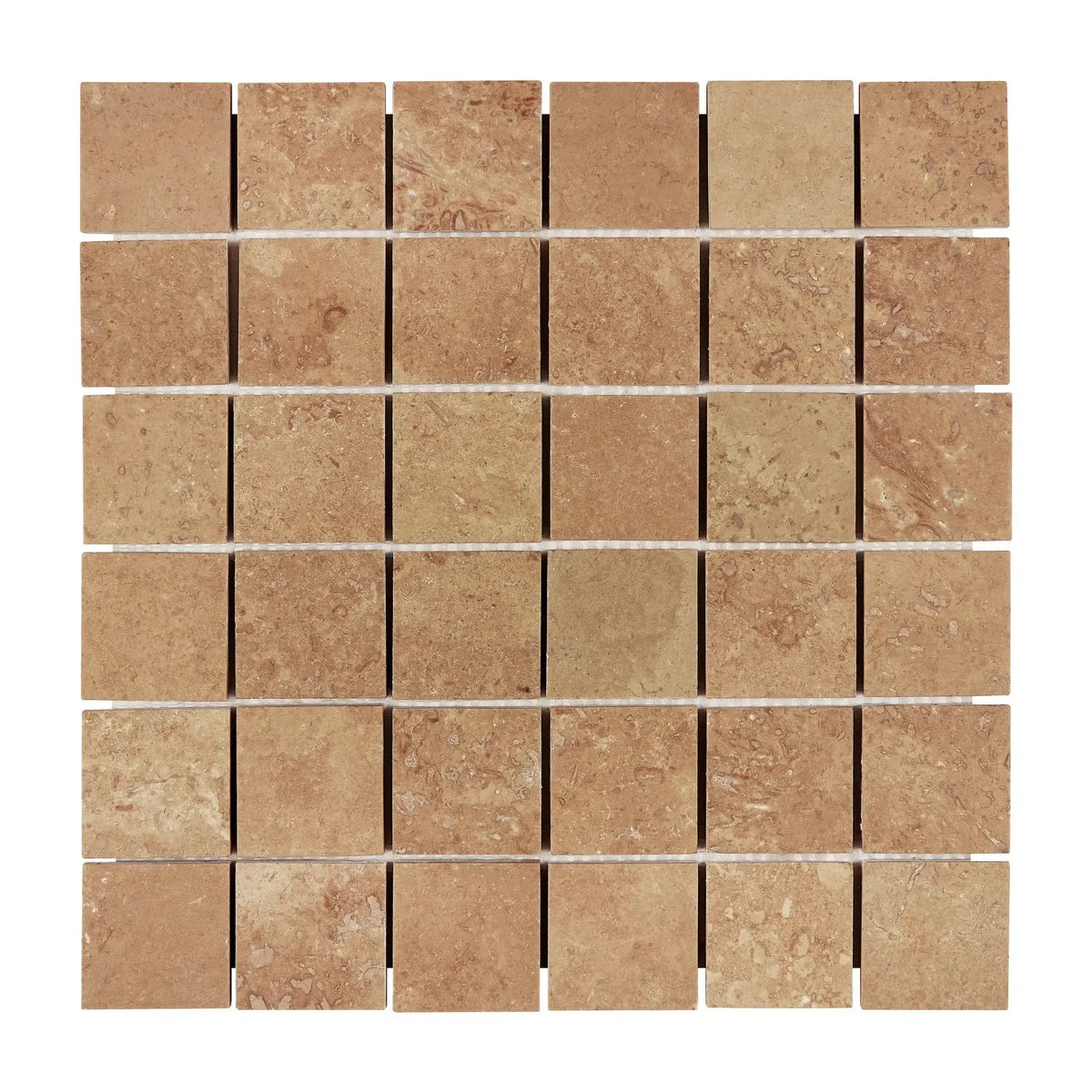 Noce Brown Travertine 2X2 Mosaic Tile Honed