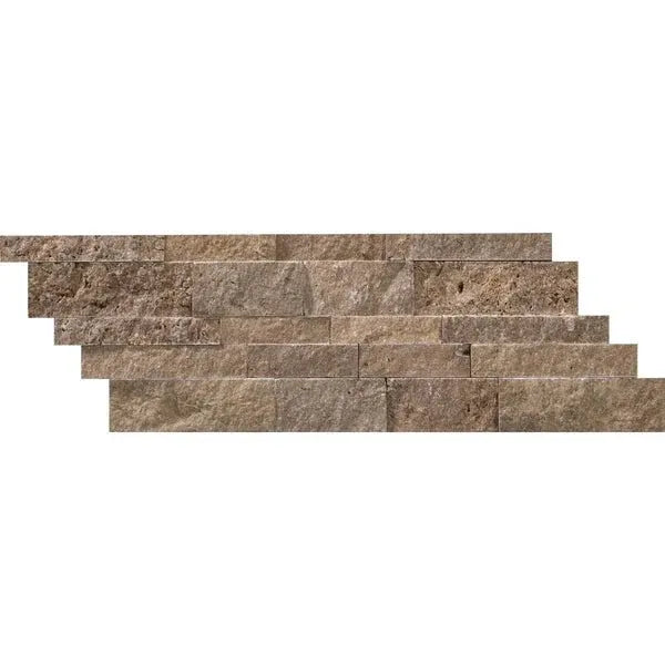 Noce Brown Travertine Ledger Panel Mosaic Tile– SurfacesGalore