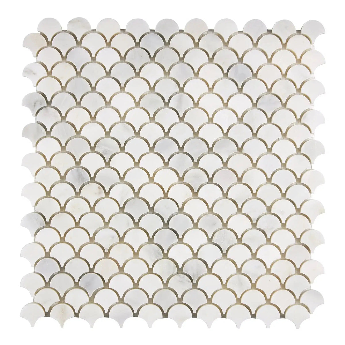 Oriental White Marble Scallop Mosaic Tile– SurfacesGalore