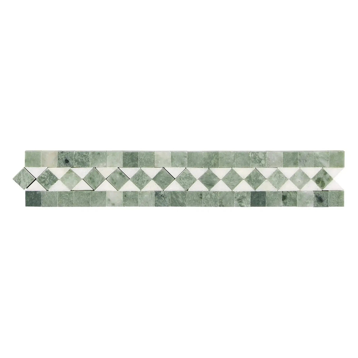 Thassos White Marble Border Ming-Green Accent– SurfacesGalore