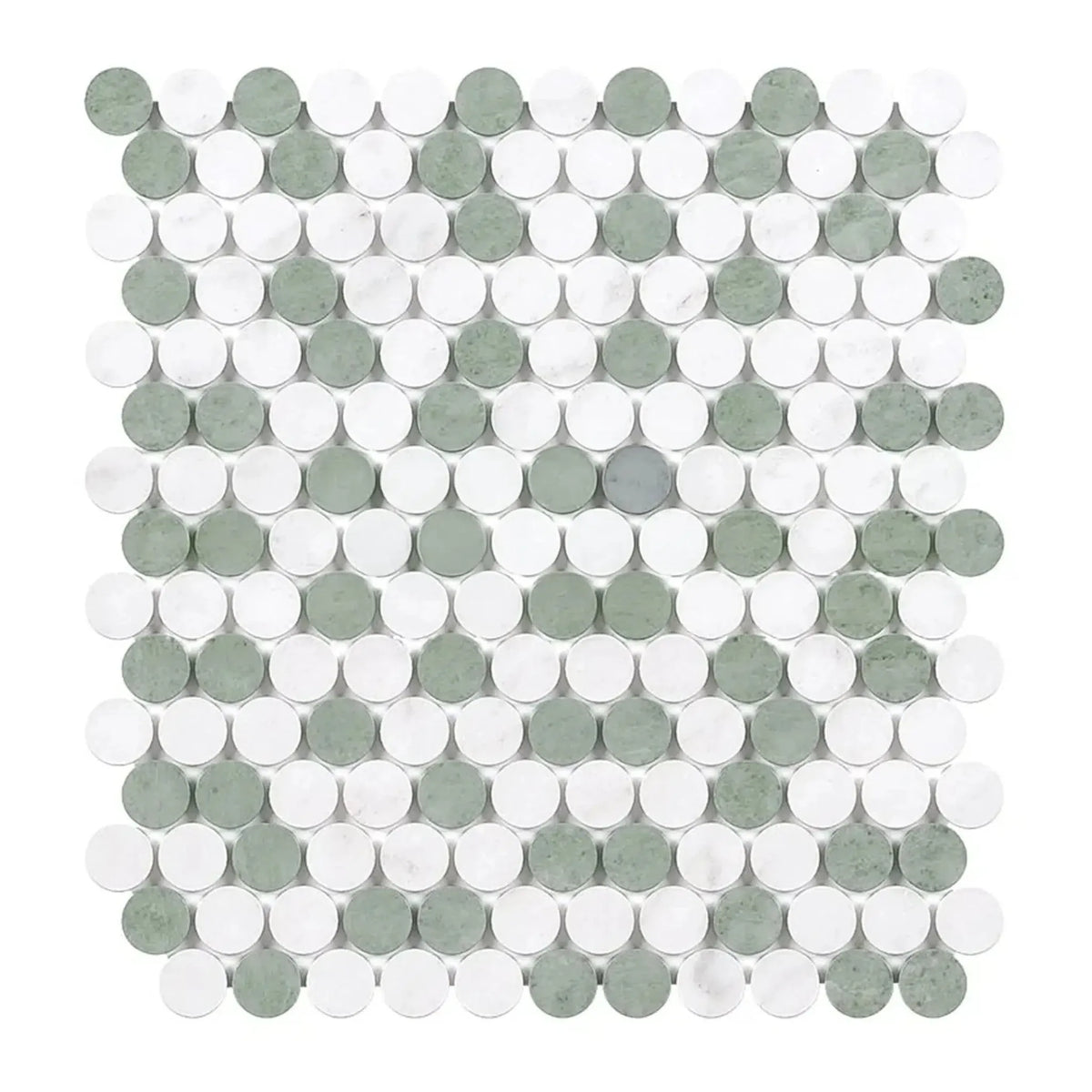 Thassos White Penny Round Carrara Ming Green Mosaic | Surfaces...
