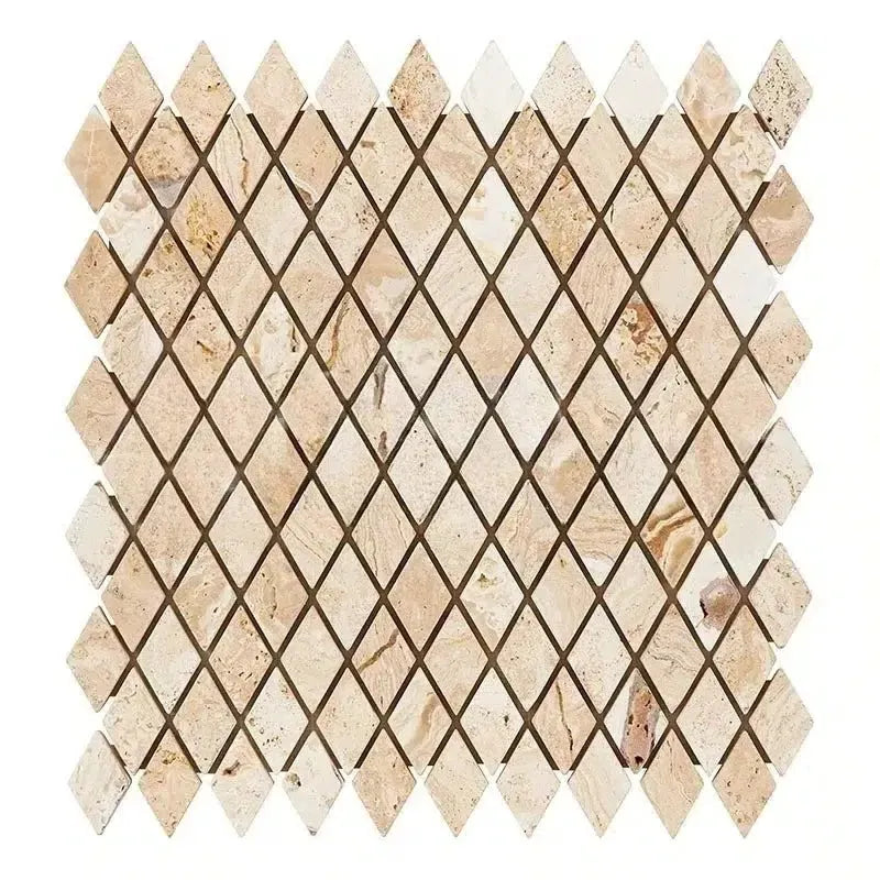 Valencia Travertine Diamond Mosaic Tile– SurfacesGalore